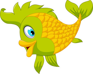Funny fish cartoon smiling Royalty Free Vector Image