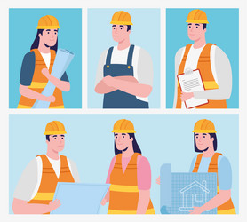 Group engineers professionals standing Royalty Free Vector