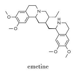 Emetine molecule has emetic induces vomiting Vector Image