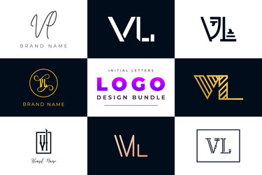 Luxury initial letters vl logo design Royalty Free Vector