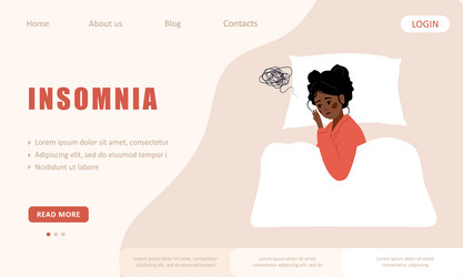 Insomnia landing page template tired woman suffer Vector Image