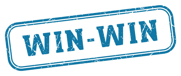 Win-win stamp rectangular on white Royalty Free Vector Image