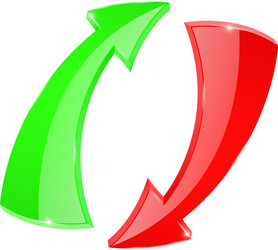 Sharp arrows green up and red down icons Vector Image