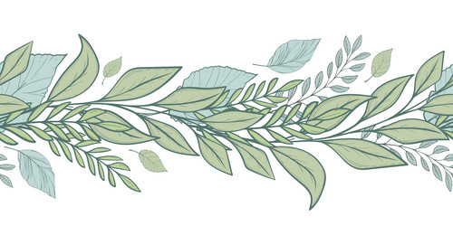 Hand drawn green seamless borders greenery frame Vector Image