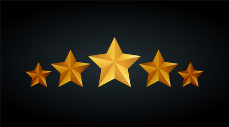 Five golden stars on red background rating rank Vector Image