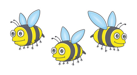 Bee honey smiley insect characters cartoon set Vector Image