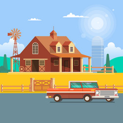 Farm house Royalty Free Vector Image - VectorStock