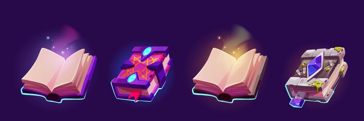 Mystery open book fantasy book with magic light Vector Image