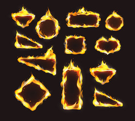 Red realistic flame frame set flames various Vector Image