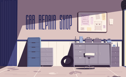 Car repair shop cartoon Royalty Free Vector Image