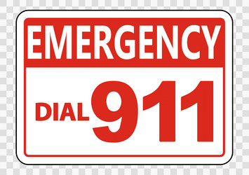 Call 911 sign on transparent background Royalty Free Vector