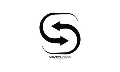 Letter s negative space with left and right arrow Vector Image