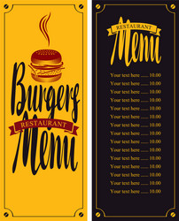 Fast food menu with price list Royalty Free Vector Image