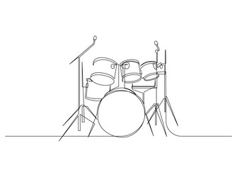 Continuous line drawing of a man playing drum Vector Image