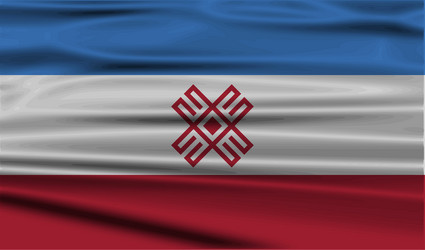 Flag of mari el with old texture Royalty Free Vector Image