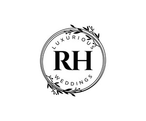 Rh initials letter wedding monogram logos Vector Image