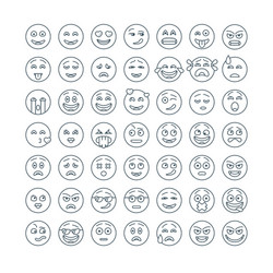 Line flat emoticons set modern flat smileys icon Vector Image
