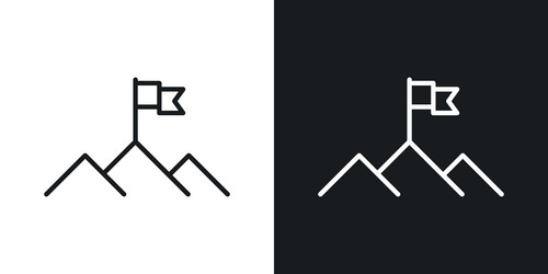 Mission icon set mountain vision flag leadership Vector Image