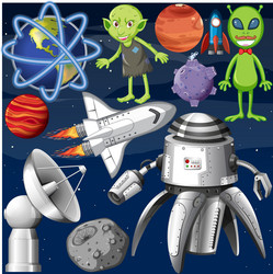 Set of space objects in space Royalty Free Vector Image