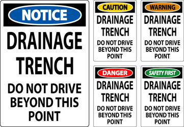 Caution sign drainage trench - do not drive Vector Image