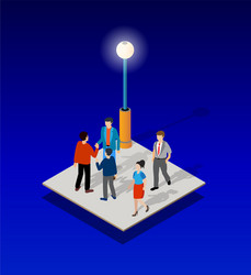 Isometric people walking on street Royalty Free Vector Image