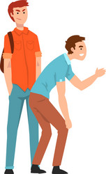 Two teen boys scoffing at someone conflict Vector Image