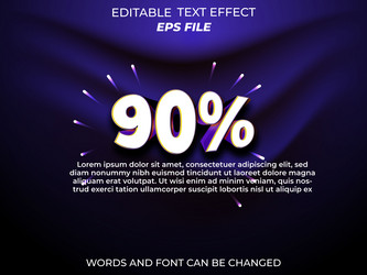 90 percent text effect font editable typography Vector Image
