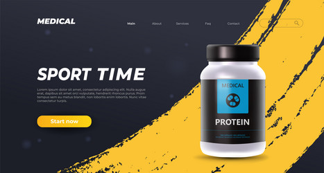 Whey protein banner with nutrition jar Royalty Free Vector