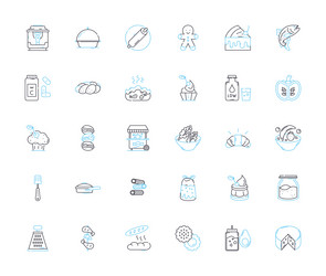 Cafeteria linear icons set food canteen eatery Vector Image