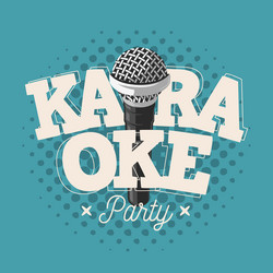 Karaoke label sign design with microphone Vector Image
