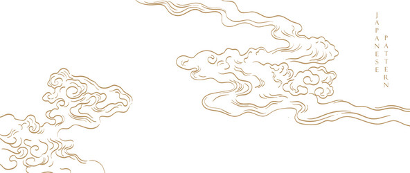 Set of hand drawn cloud with japanese pattern Vector Image