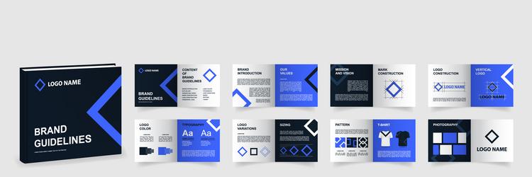 Blue and orange brand guidelines template Vector Image