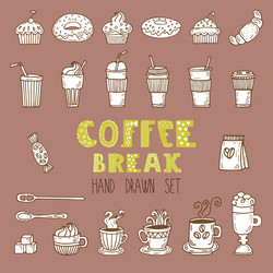 Coffee time doodle set Royalty Free Vector Image