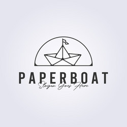 Paper boat line art logo design Royalty Free Vector Image