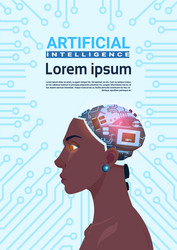 Female african american head with modern cyborg Vector Image