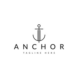 Simple anchor lines logo design Royalty Free Vector Image