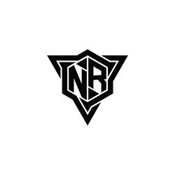 Nr logo monogram hexagon diamond shape Royalty Free Vector