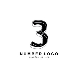 Number 3 three logo design premium icon Royalty Free Vector