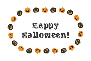 Oval jack o lantern halloween frame border Vector Image
