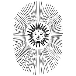 Sun rays drawing realistic hand line art Vector Image