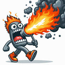Cartoon ghost with fire hair Royalty Free Vector Image