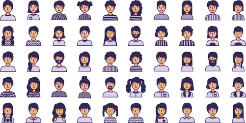Group people avatars characters fill style Vector Image