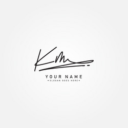 Km signature logo - handwritten logo template Vector Image