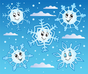 Cartoon snowflakes collection 1 Royalty Free Vector Image