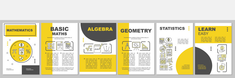 Mathematics lessons brochure template layout Vector Image