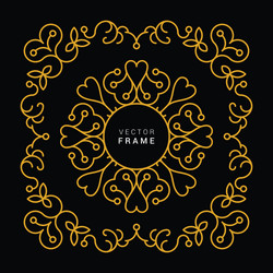 Floral frame line art design template Royalty Free Vector