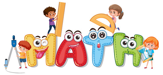 Cartoon math word with symbols Royalty Free Vector Image