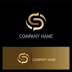 Gold alphabet letter sp s p logo combination icon Vector Image