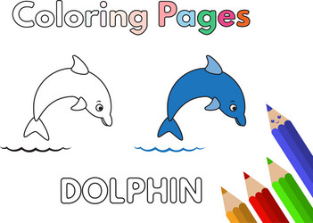 Cartoon dolphin flashcard for children Royalty Free Vector