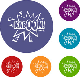 Kaboom explosion icons 9 set Royalty Free Vector Image